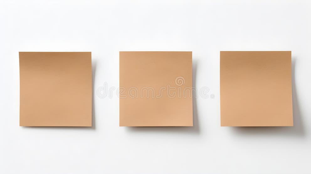 Set of Light Brown Square Paper Notes on a White Background ...