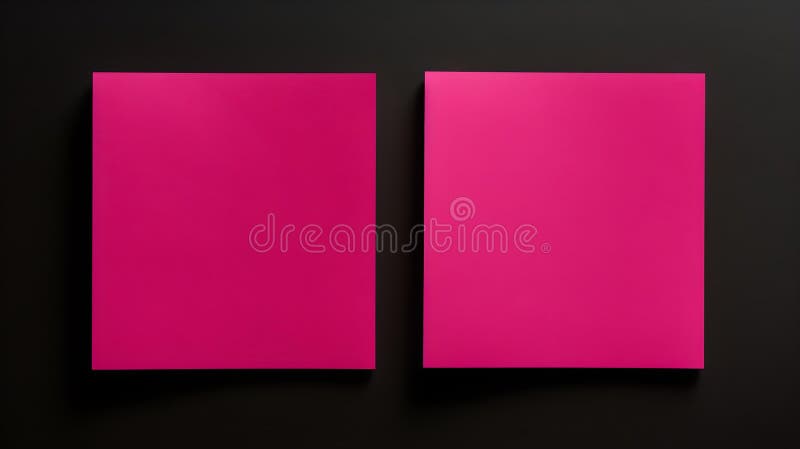 Two Magenta Square Paper Notes on a Black Background. Brainstorming ...