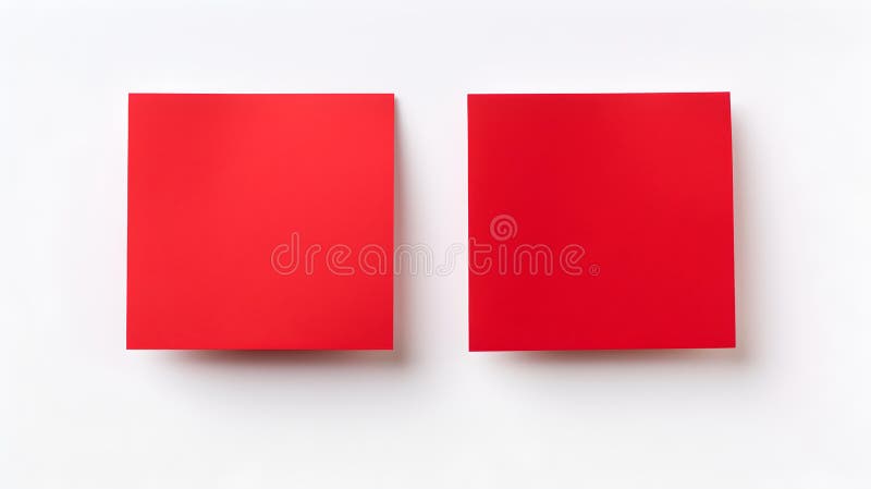 Two Red Square Paper Notes on a White Background. Brainstorming ...