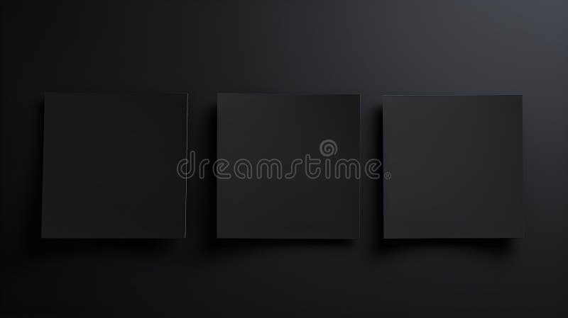 Set of Black Square Paper Notes on a Black Background. Brainstorming ...