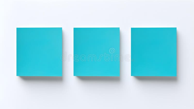 Set of Cyan Square Paper Notes on a White Background. Brainstorming ...