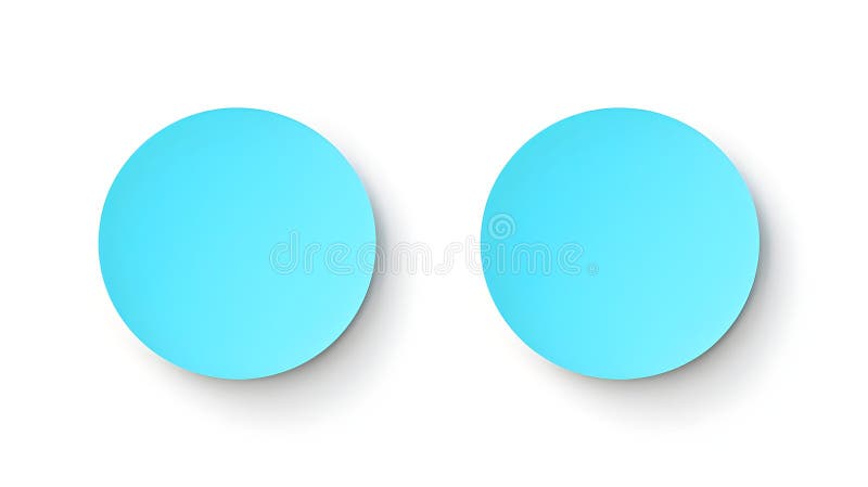 Two Cyan Round Paper Notes on a White Background. Brainstorming ...
