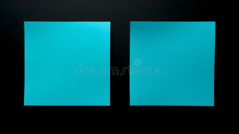 Two Cyan Square Paper Notes on a Black Background. Brainstorming ...