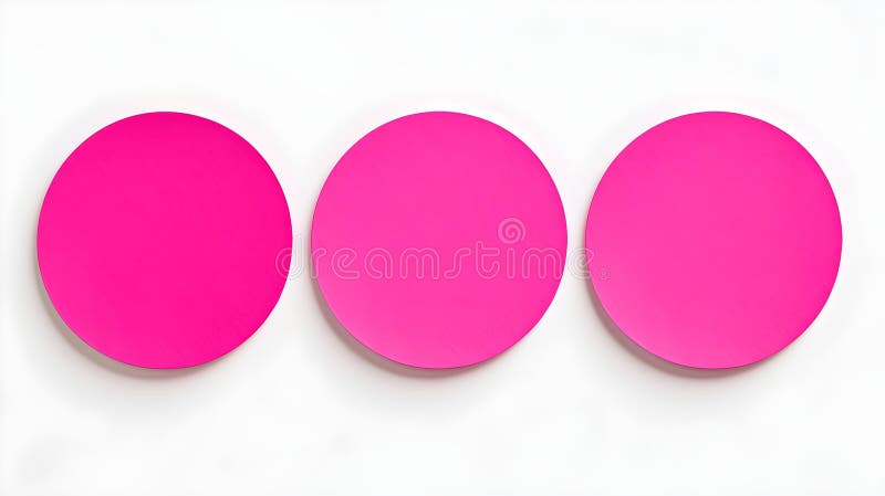 Set of Fuchsia Round Paper Notes on a White Background. Brainstorming ...