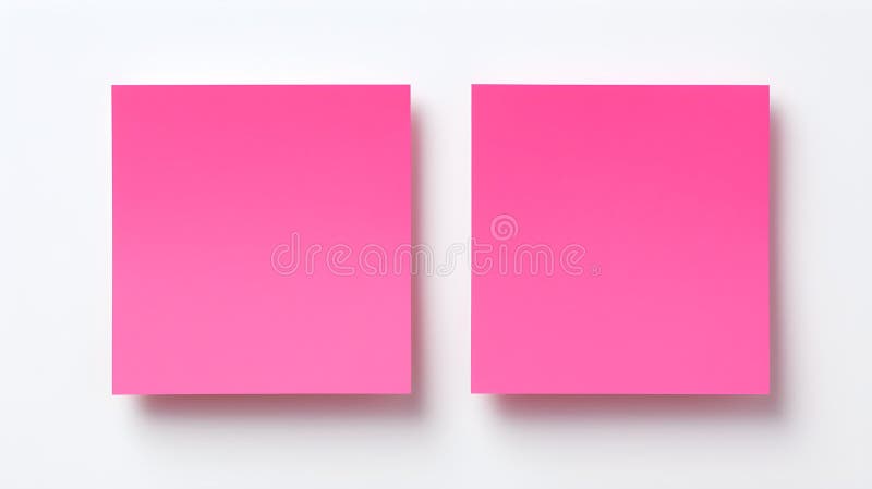 Two Hot Pink Square Paper Notes on a White Background. Brainstorming ...