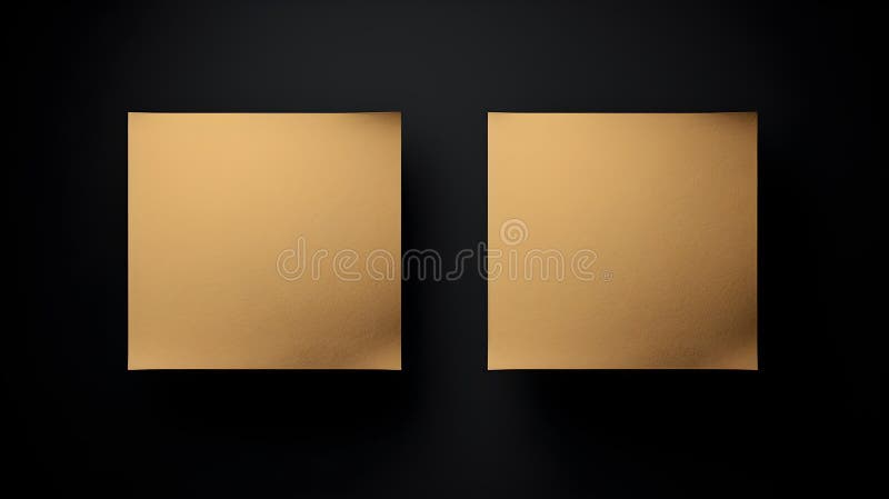Two Light Brown Square Paper Notes on a Black Background. Brainstorming ...