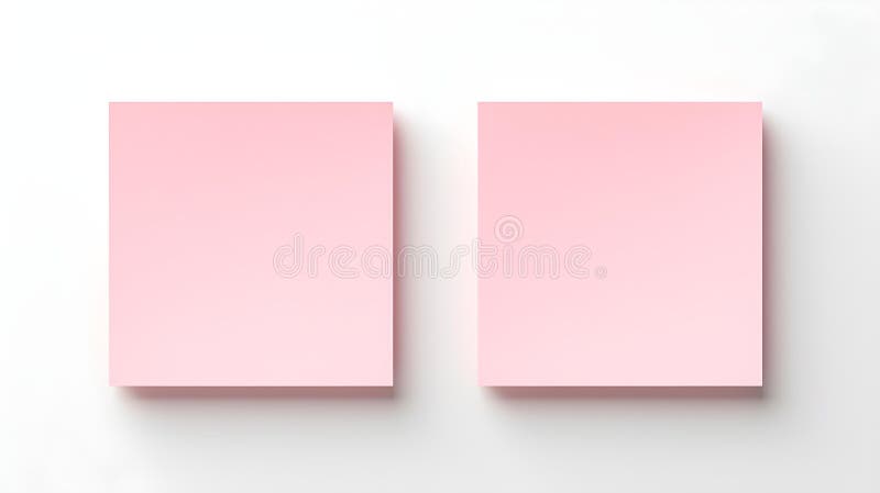 Two Light Pink Square Paper Notes on a White Background. Brainstorming ...