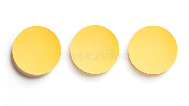 Set of Light Yellow Round Paper Notes on a White Background ...