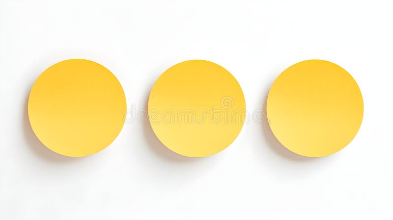 Set of Light Yellow Round Paper Notes on a White Background ...