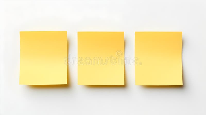 Set of Light Yellow Square Paper Notes on a White Background ...