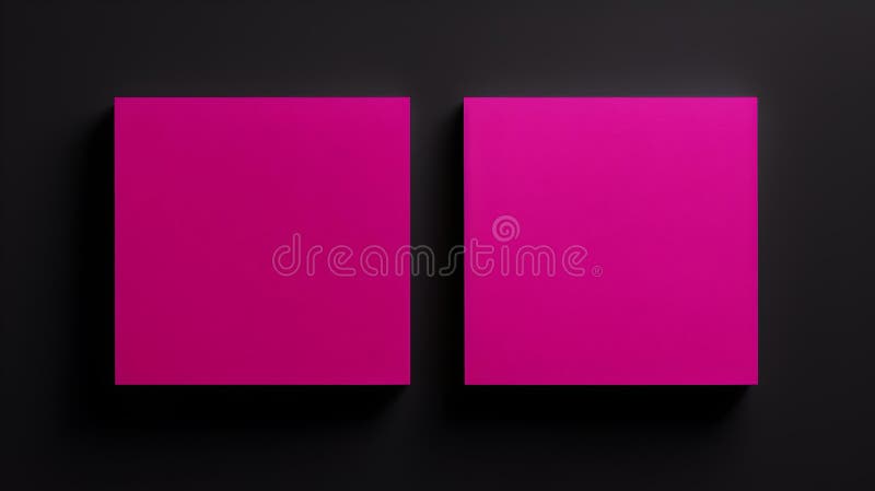 Two Magenta Square Paper Notes on a Black Background. Brainstorming ...
