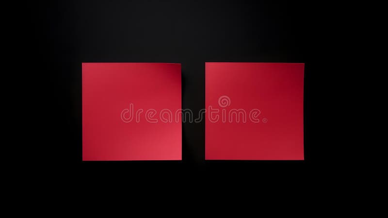 Two Red Square Paper Notes on a Black Background. Brainstorming ...