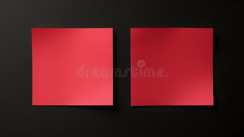 Two Red Square Paper Notes on a Black Background. Brainstorming ...