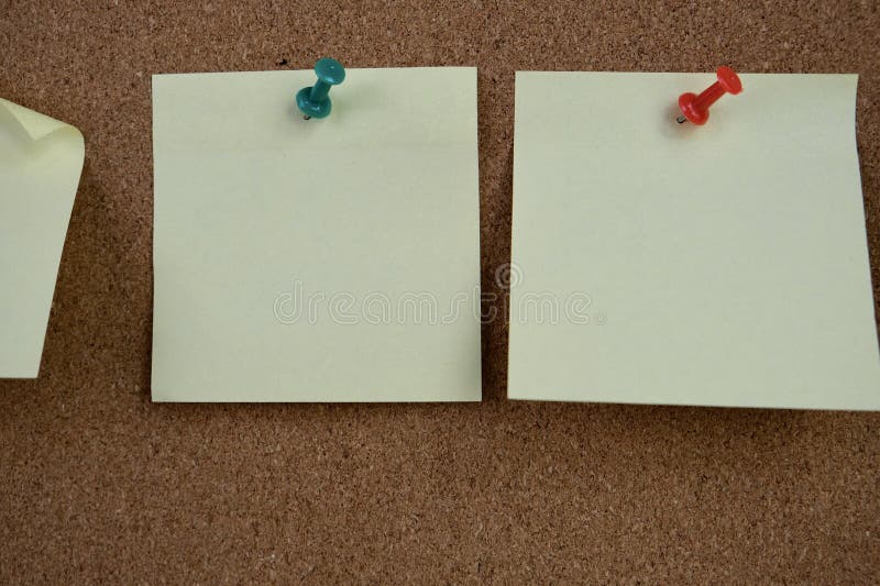 Paper Note Reminder Sticky Notes Pin Paper on Black Bulletin Board ...