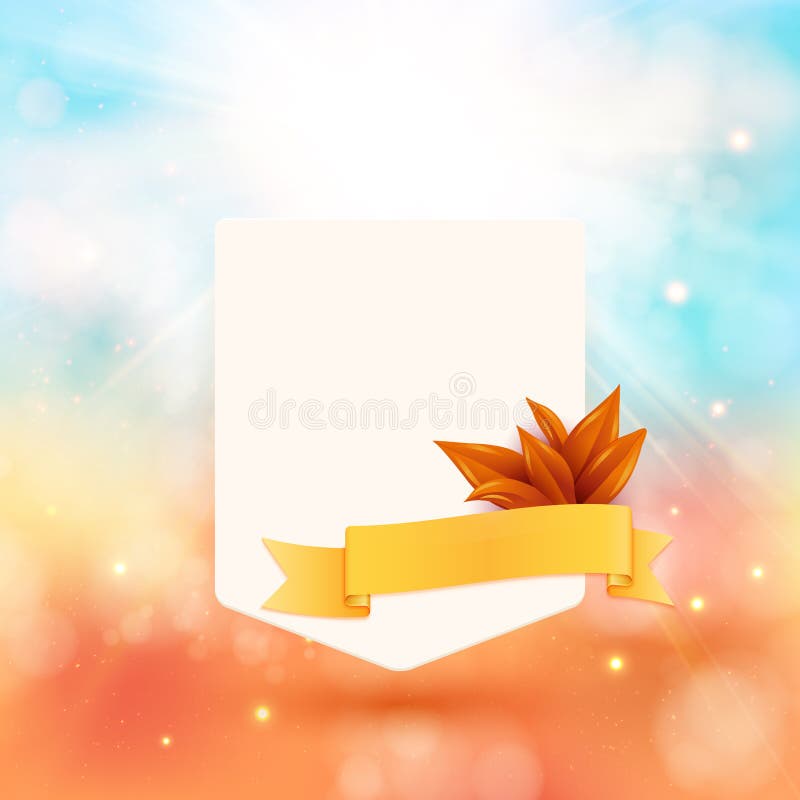 Paper Note with Ribbon and Leaves on Bright Autumn Background. V Stock ...
