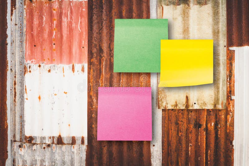 Paper Note or Stick Note on Old Zinc Stock Photo - Image of empty ...