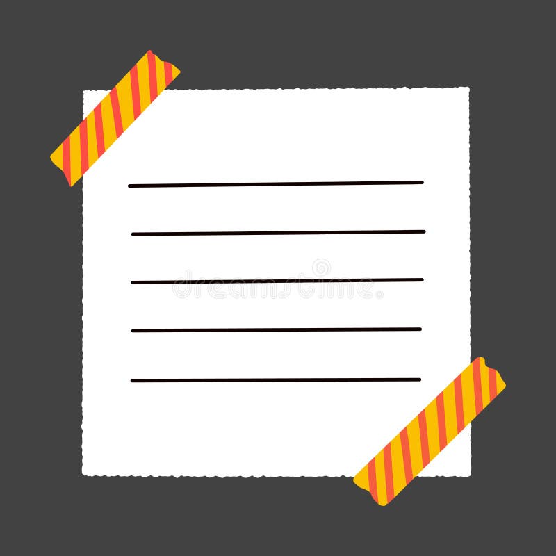 Paper Note Sticker. Memo Notebook Cartoon Banner. Diary Doodle Creative ...