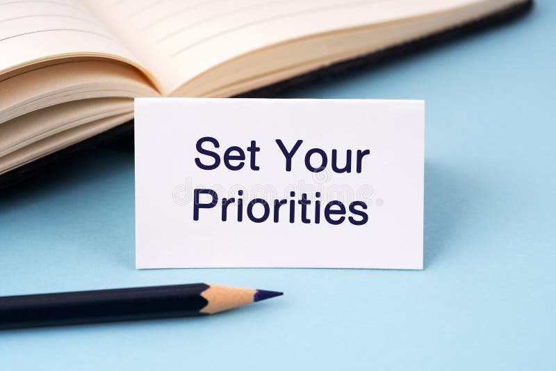 SET UP YOUR PRIORITIES Text on the Chart , Office Supplies, Business ...