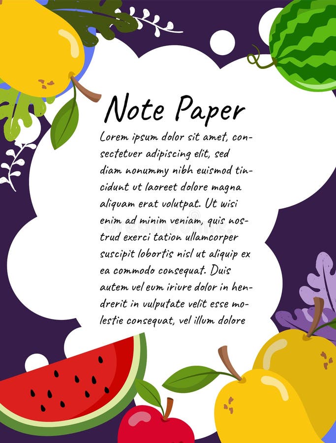 Paper Note Vector Frame Background Art Design Fruits 03 Stock Vector ...