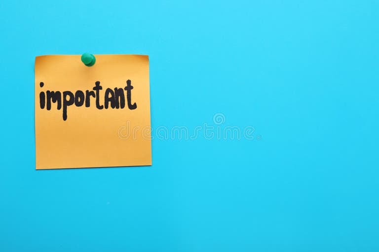Paper Note with Word Important Pinned on Blue Background, Space for ...