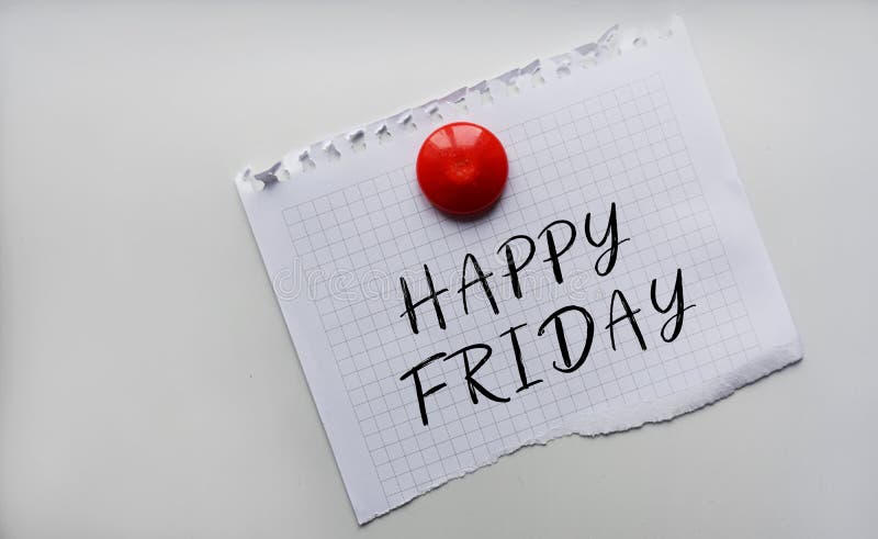 Paper Note Written with HAPPY FRIDAY Inscription on Cork Board Stock ...