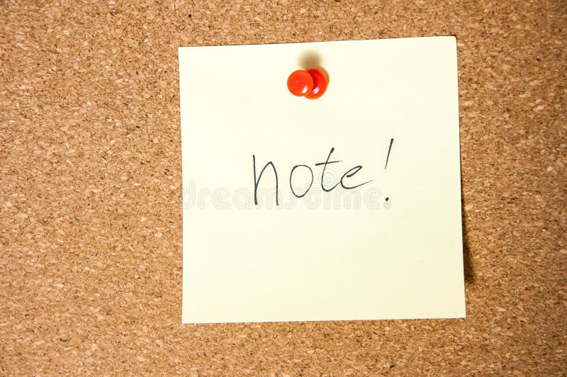 Paper Note Written with NOTE Inscription on Cork Board. Stock Image ...