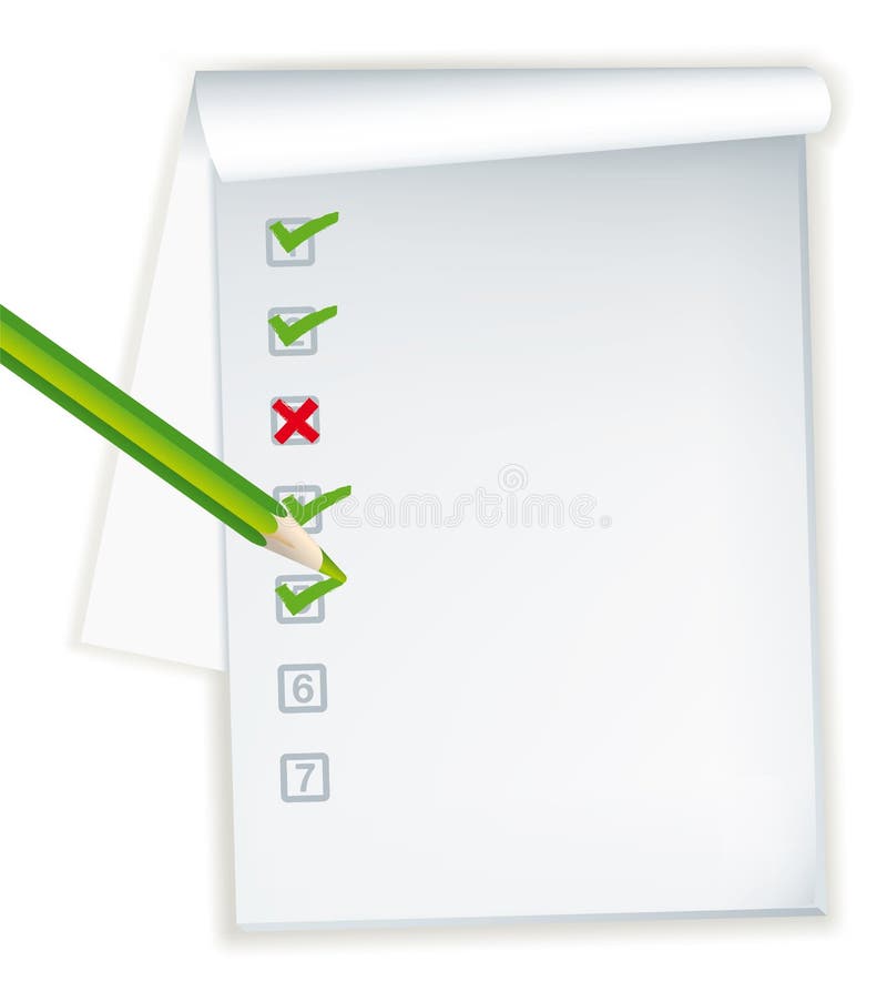 Paper Notebook Open with Ticked and Crosses Checklist Stock ...