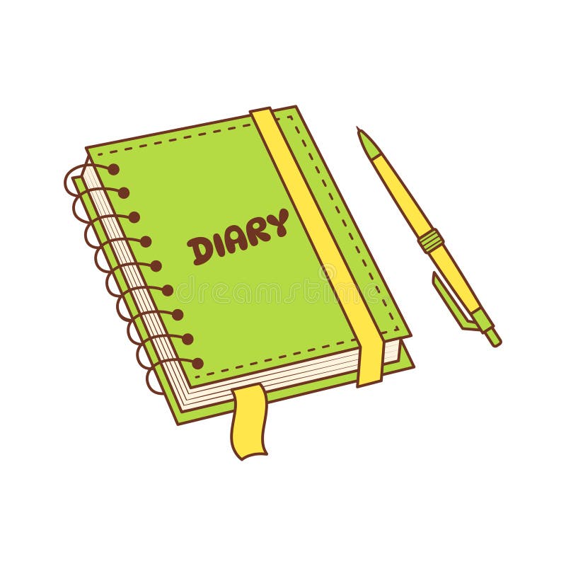 Daily Paper Notepad with a Pen. Spiral Diary with a Bookmark Stock ...