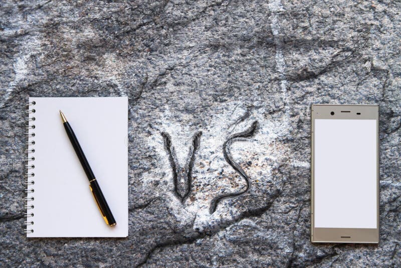 Paper Notepad Vs Digital Notepad Stock Photo - Image of notepad, small ...