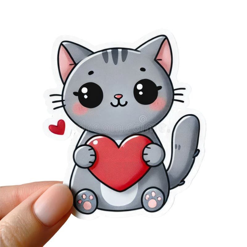 Paper Notes, Cat with a Red Heart Stickers, Sticky Sheets and Tape ...