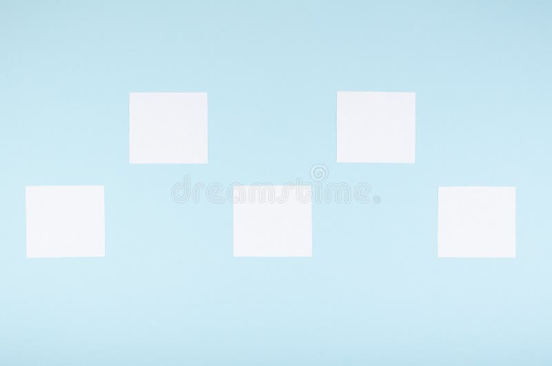 Paper Notes Composition on Blue Background. Flat Lay Stock Image ...