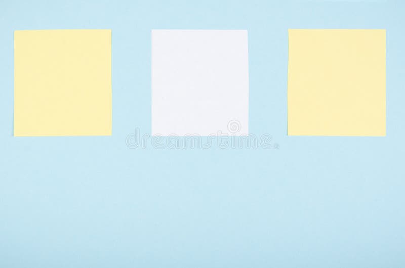Paper Notes Composition on Blue Background. Flat Lay Stock Photo ...