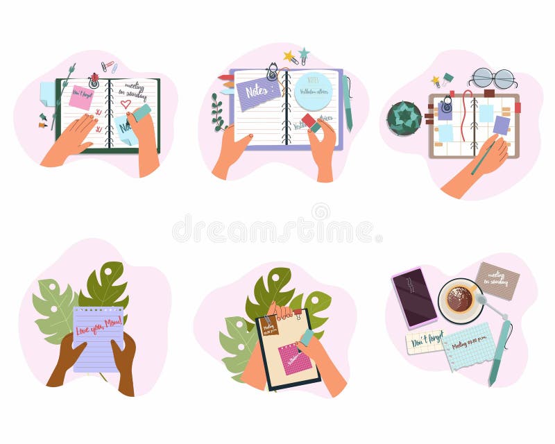 Paper Notes Compositions in Hand Drawn Design Stock Illustration ...