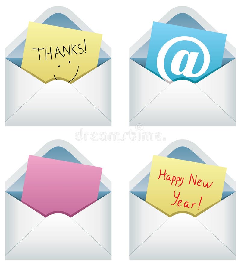 Paper notes in envelopes stock vector. Illustration of color - 21111553