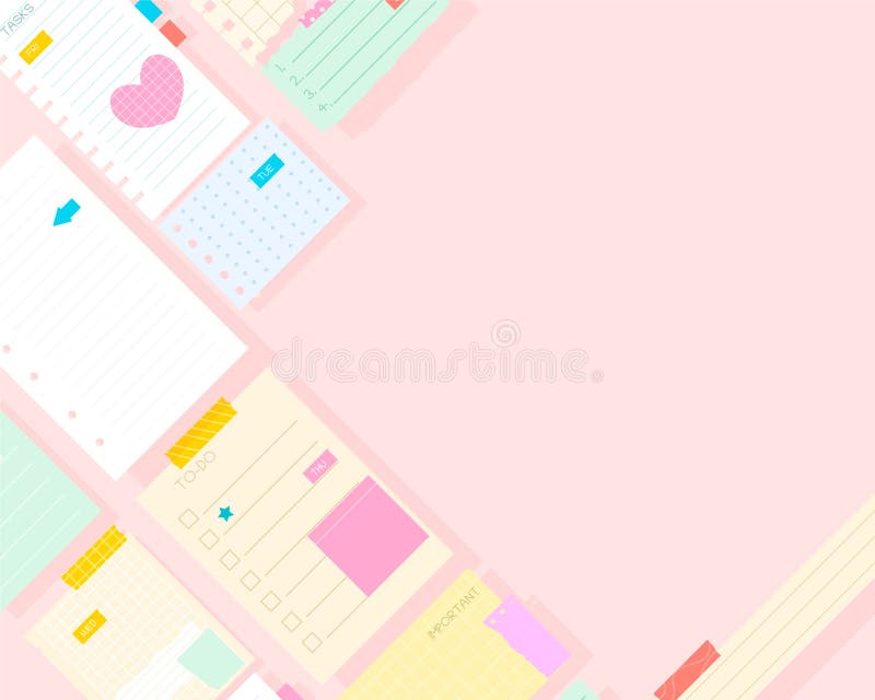 Paper Notes Flat Cartoon Composition Stock Illustration - Illustration ...