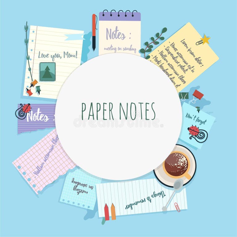 Paper Notes Frame in Hand Drawn Design Stock Illustration ...