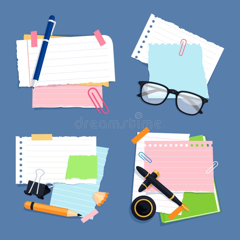 Paper Notes Hand Drawn Mini Composition Set Stock Illustration ...