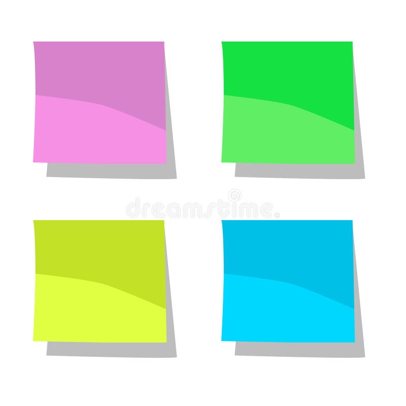 Paper Notes, Labels Post-it Note, Blue, Pink, Yellow and Green Isolated ...