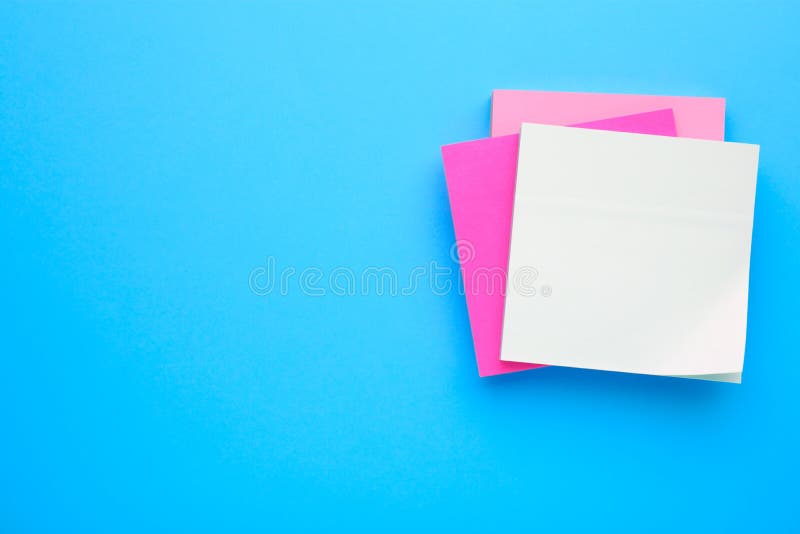 Paper Notes on Light Blue Background, Top View. Space for Text Stock ...
