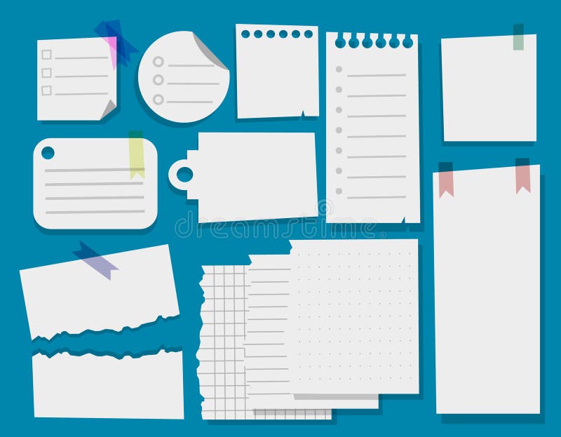 Paper Notes, Linear Pages of a Notebook, Lists of Notebooks Stock ...