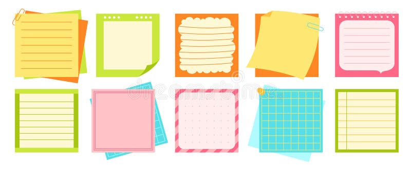 Paper Notes Notepaper Sticker Notepads Cartoon Set Copybook Page Lined ...