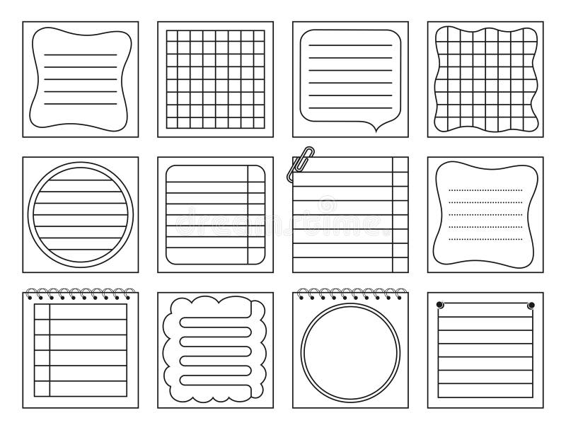 Paper Notes Notepaper Sticker Notepads Cartoon Set Copybook Page Lined ...