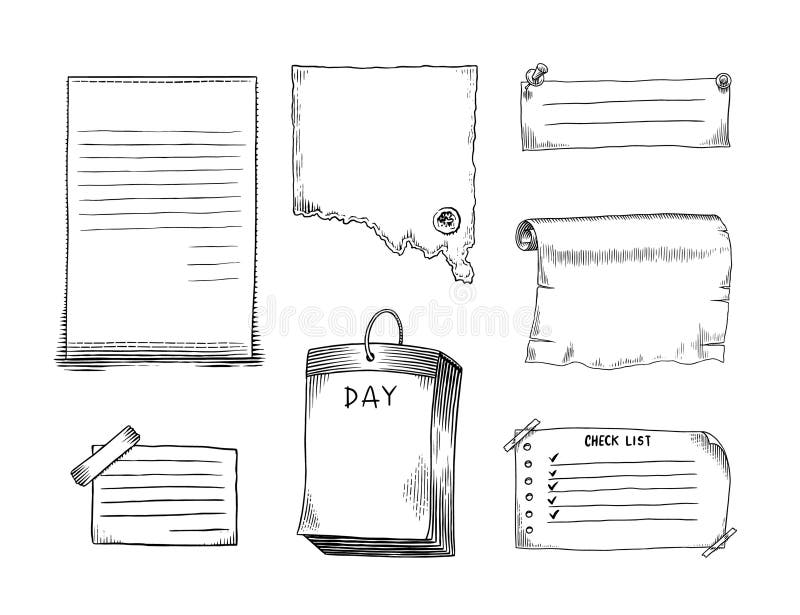 Paper Notes for daily Planner. Hand Drawn Bullet Journal Elements ...