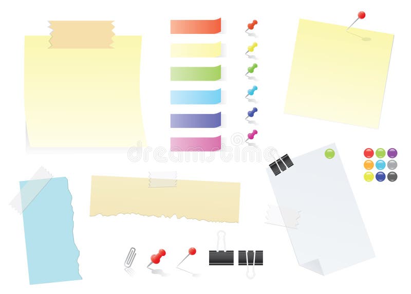 Paper Notes and Post-it Stickers Office Supply Set Stock Vector ...
