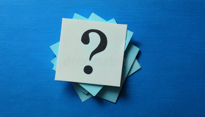 Paper Notes with Question Marks on Blue Background, Flat Lay. Space for ...