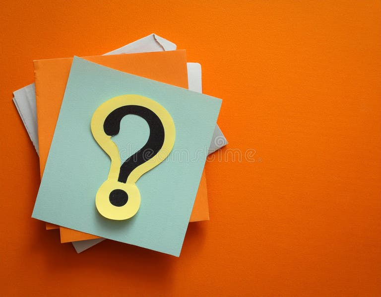 Paper Notes with Question Marks on Orange Background, Flat Lay. Space ...