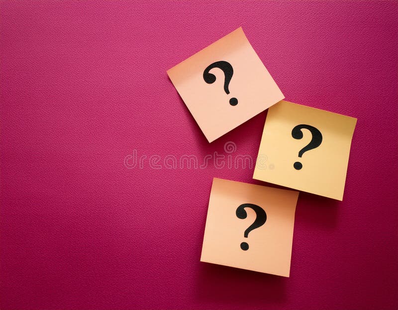 Paper Notes with Question Marks on Pink Background, Flat Lay. Space for ...