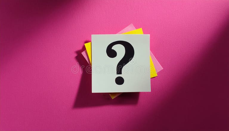 Paper Notes with Question Marks on Pink Background, Flat Lay. Space for ...