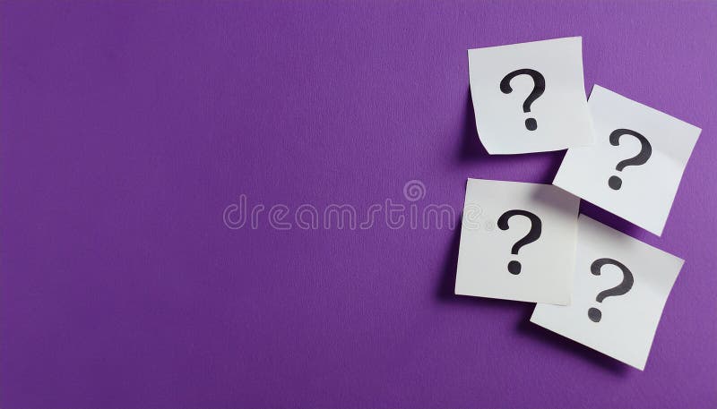 Paper Notes with Question Marks on Violet Background, Flat Lay. Space ...