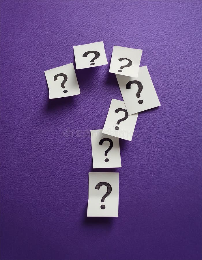 Paper Notes with Question Marks on Violet Background, Flat Lay. Space ...